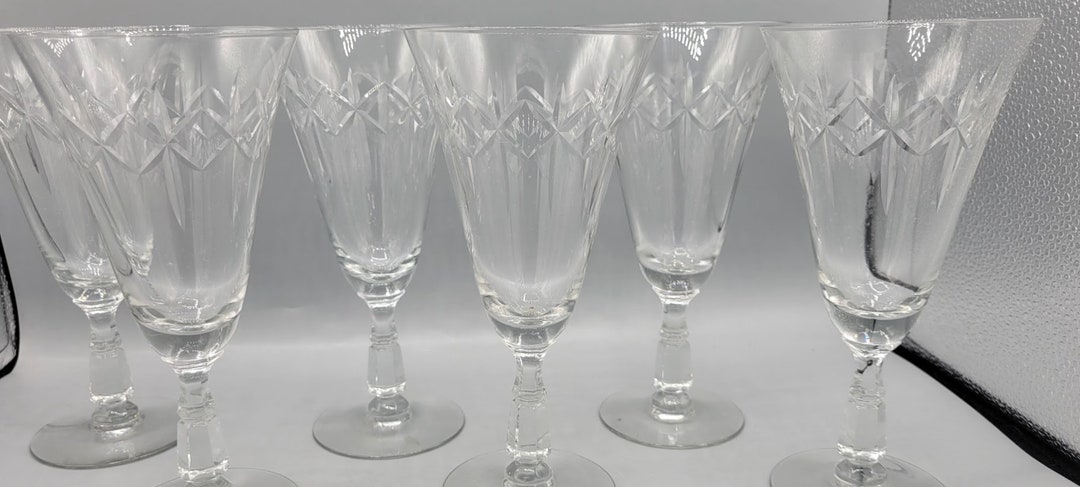 Elegant Duncan & Miller Victory Crystal Glass Set 6 Water Goblets ...