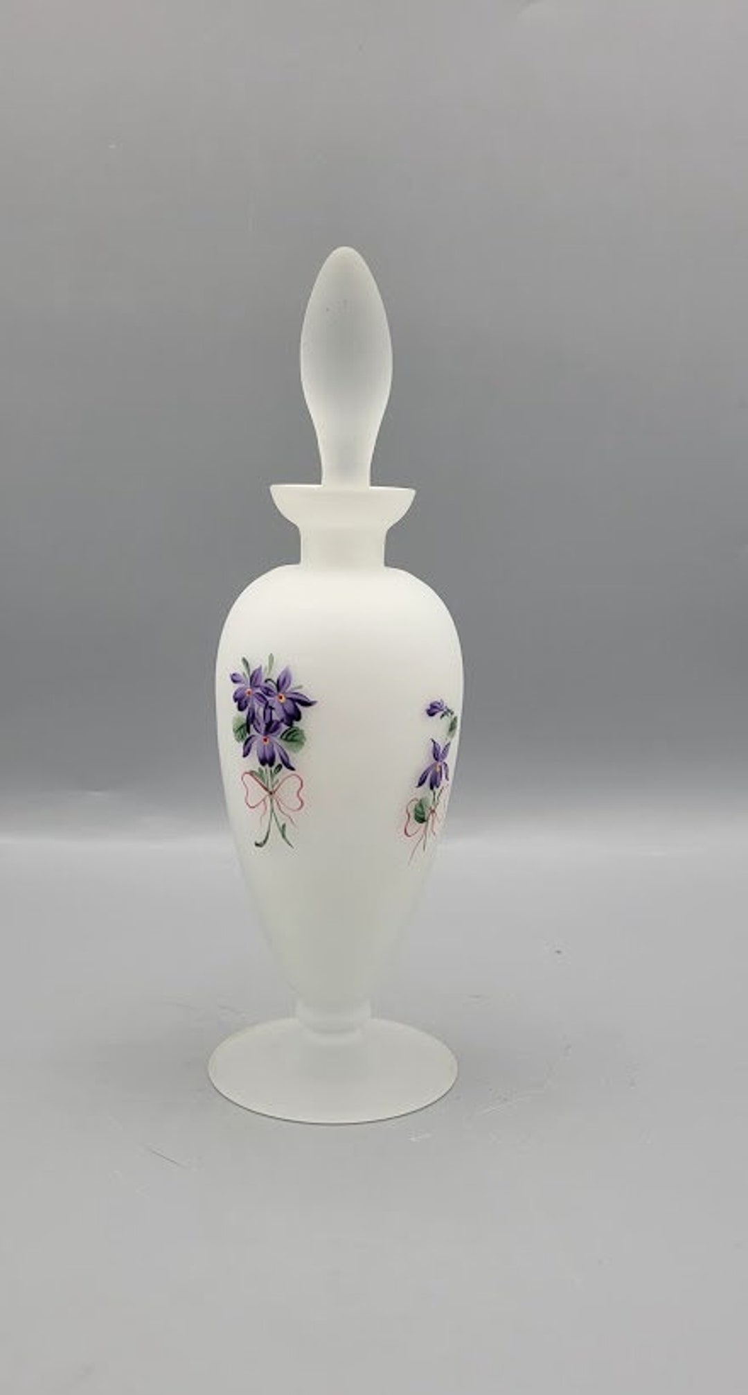 Devilbiss Satin Glass Perfume Bottle & Dab Topper White Frosted With ...