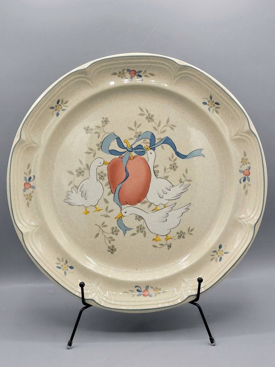 International China Stoneware Marmalade ~ Geese W Blue Ribbons, Apple ...