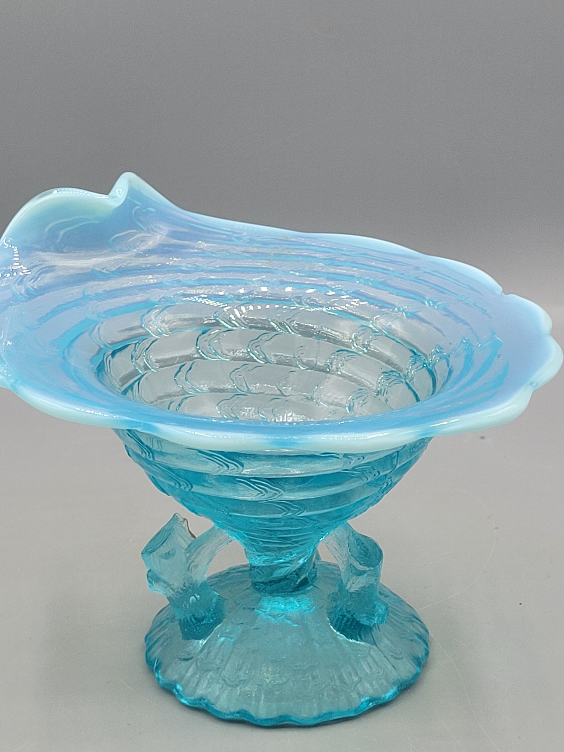 Collectible EAPG Northwood Ocean Shell Opalescent Blue Glass Novelty ...