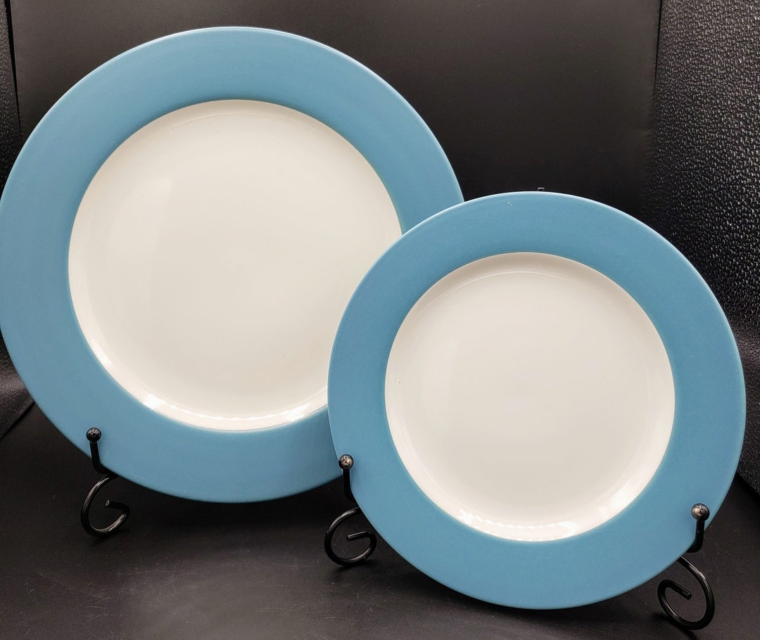 Noritake Colorwave China Cena con borde turquesa y platos de ensalada ...