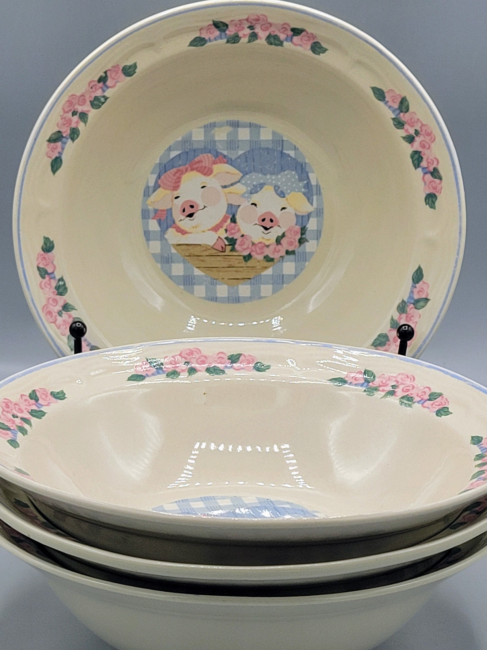 Tienshan Pig Pal Country Farmhouse Kitchen Stoneware Dinnerware Dishes ...