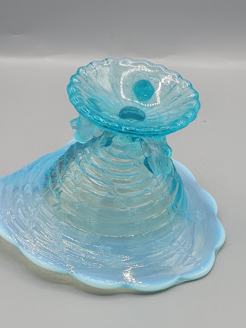 Collectible EAPG Northwood Ocean Shell Opalescent Blue Glass Novelty ...