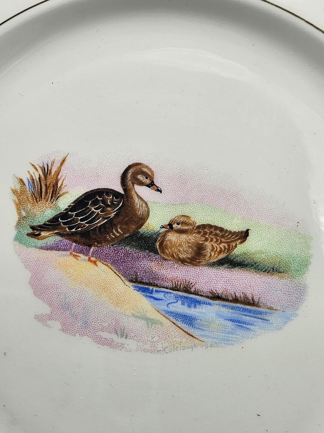 M & R England Bone China Set of 4 Squared Luncheon Plates ~ Artist H ...