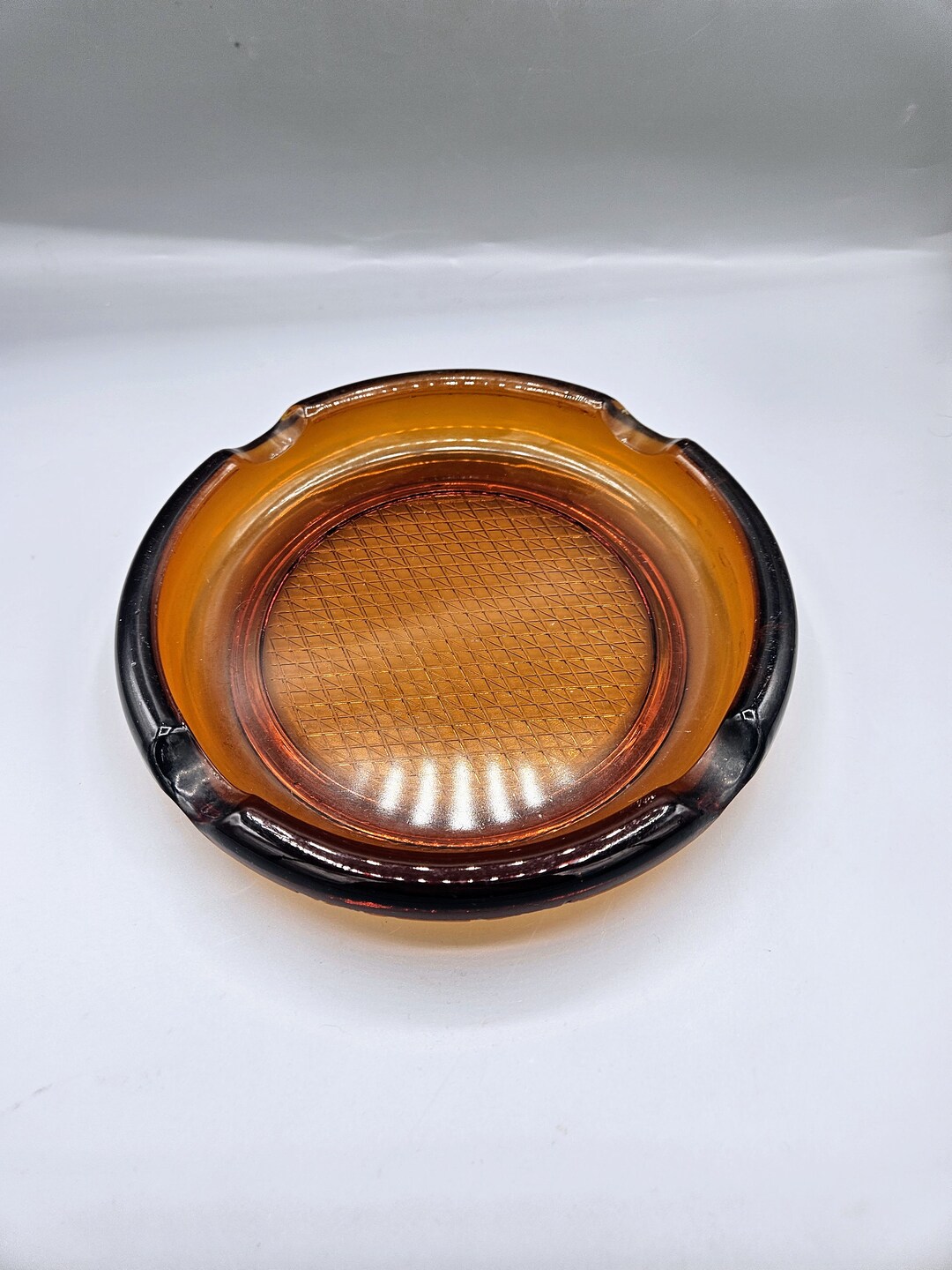 Vintage Amber Orange Glass Ashtray ~ Boho Mid Mod Man Cave Vibes ~ Bar ...