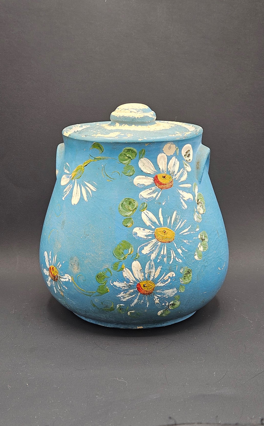 Rustic Retro Ransburg Pottery Country Farmhouse Kitchen Matte Blue ...