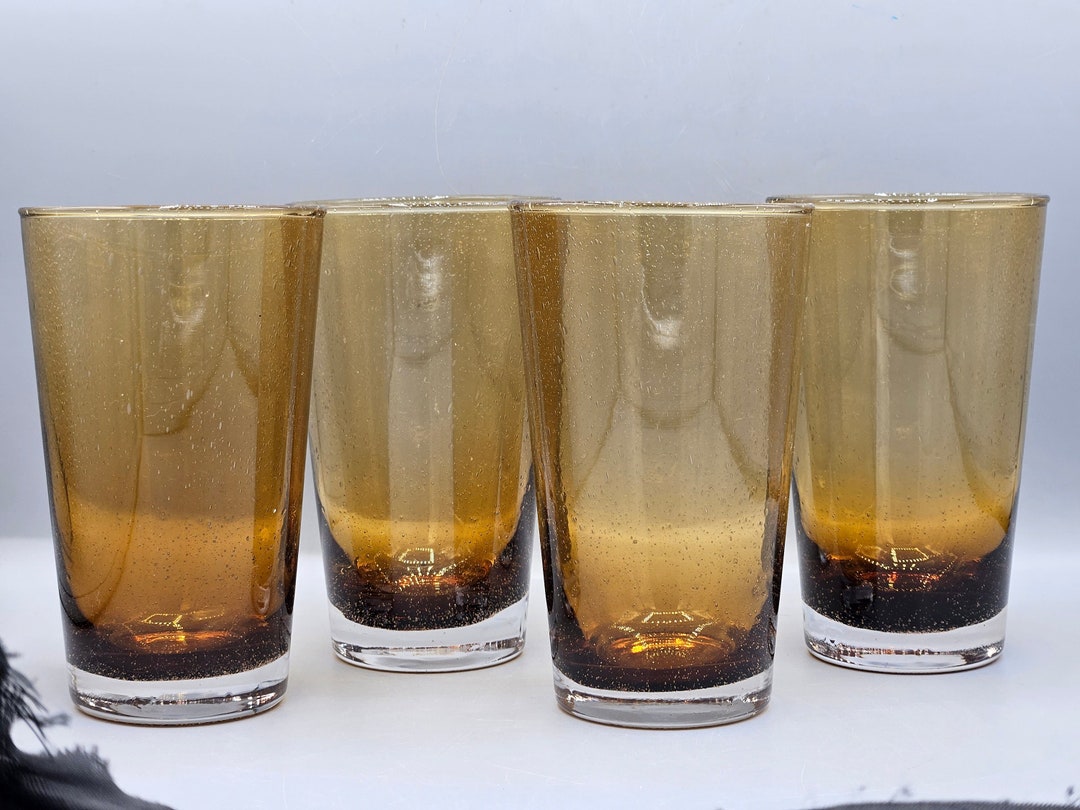 Ombre Brown Blown Bubble Drinking Glasses ~ Amber Seeded Air Bubbles ...