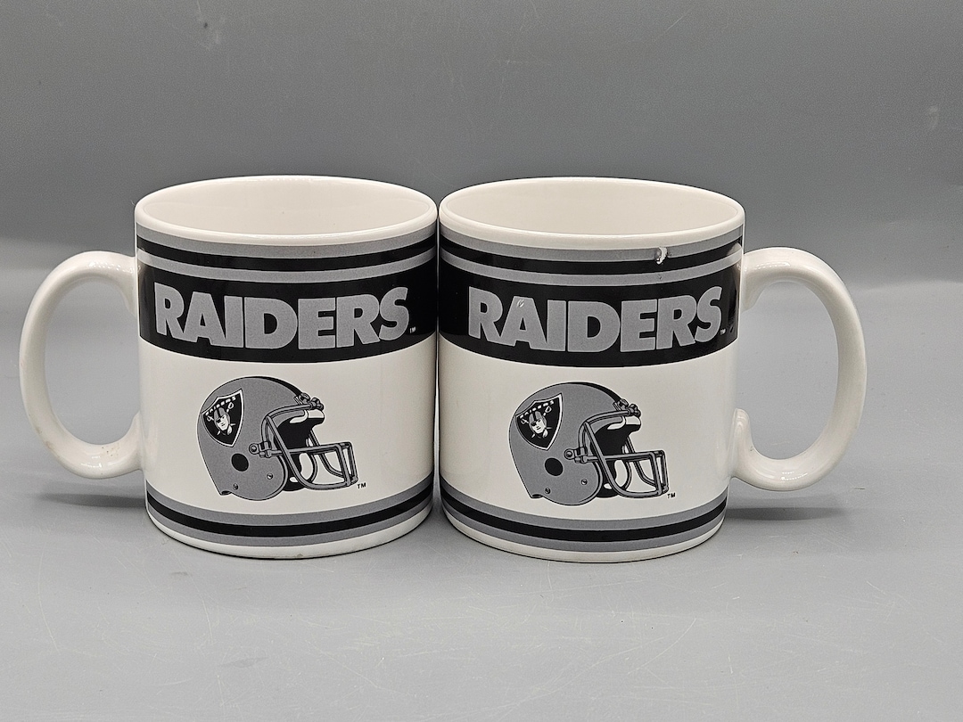 Vintage Russ Berrie & Co Set 3 Coffee Mugs NFL LA Las Vegas Raiders New ...