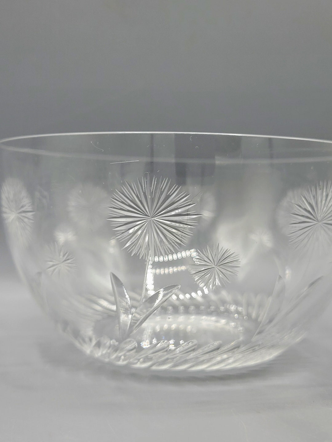 Dandelion Fluff Wheel Cut Depression Glass Set of 4 Crystal Fruit ...