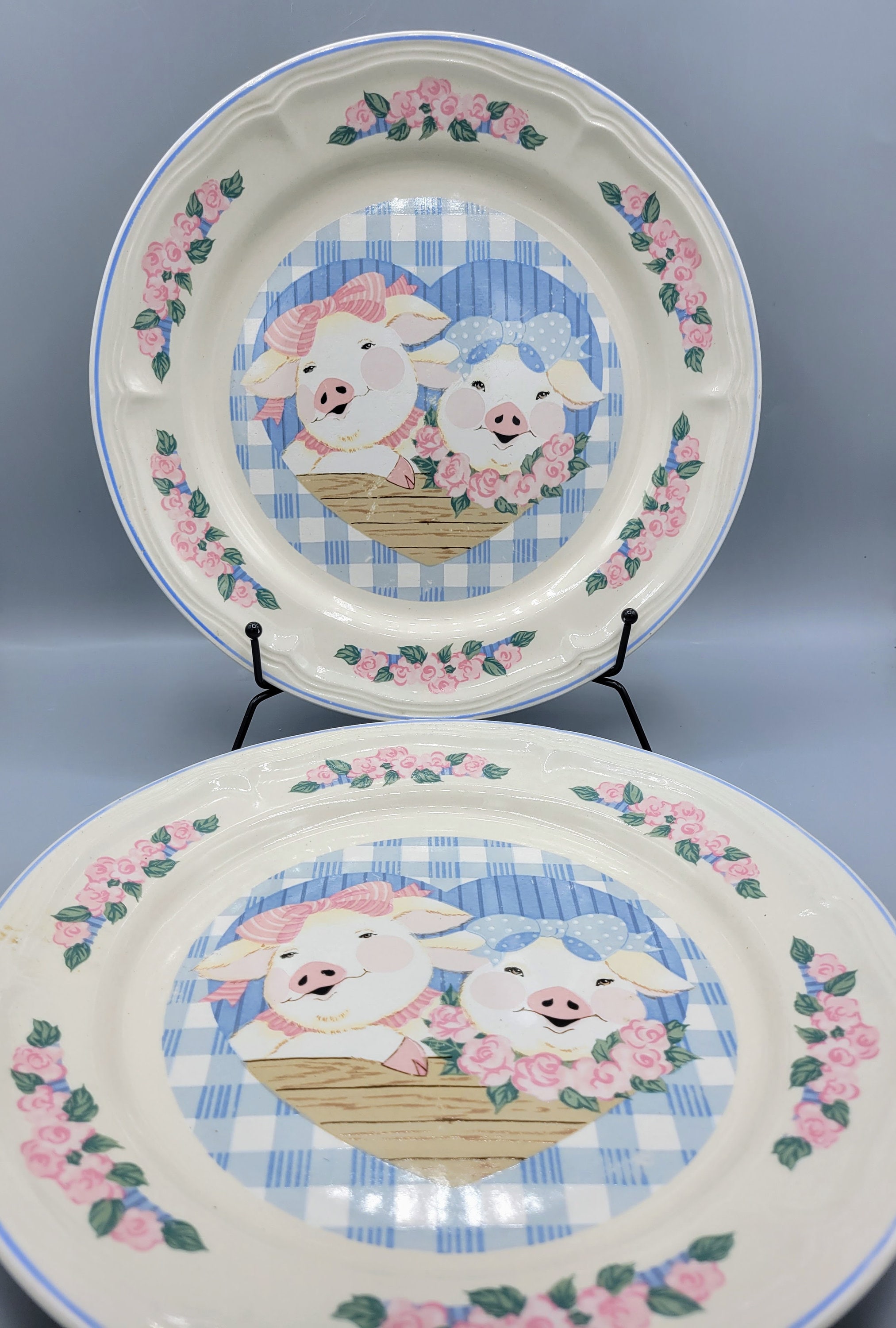 Tienshan Pig Pal Country Farmhouse Kitchen Stoneware Dinnerware Dishes ...