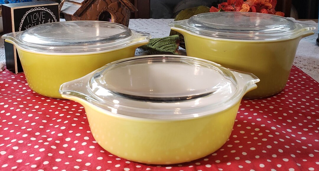 MCM 3 Vintage Corning PYREX Verde Glass Casserole Serving, Baking ...
