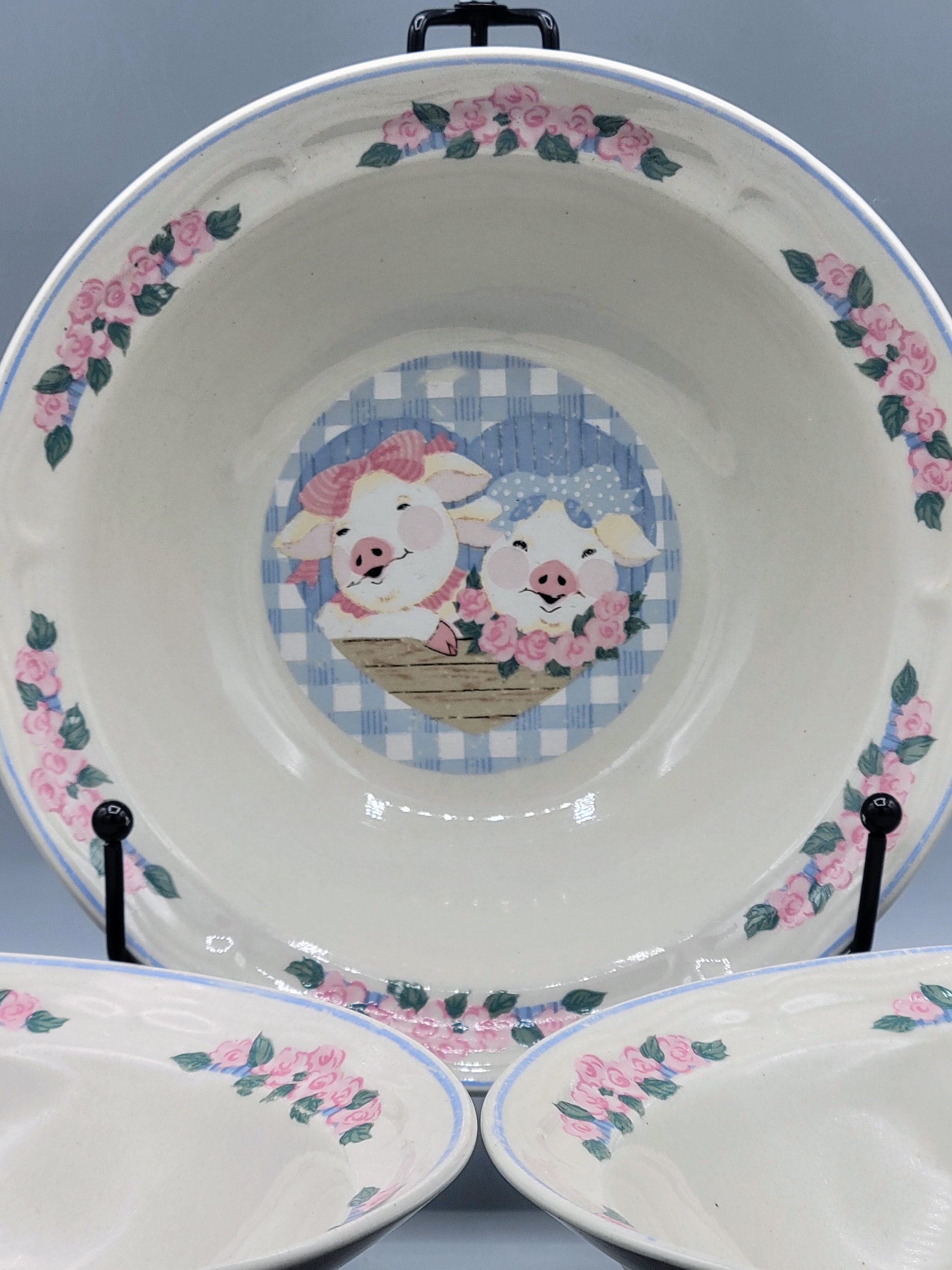 Tienshan Pig Pal Country Farmhouse Kitchen Stoneware Dinnerware Dishes ...