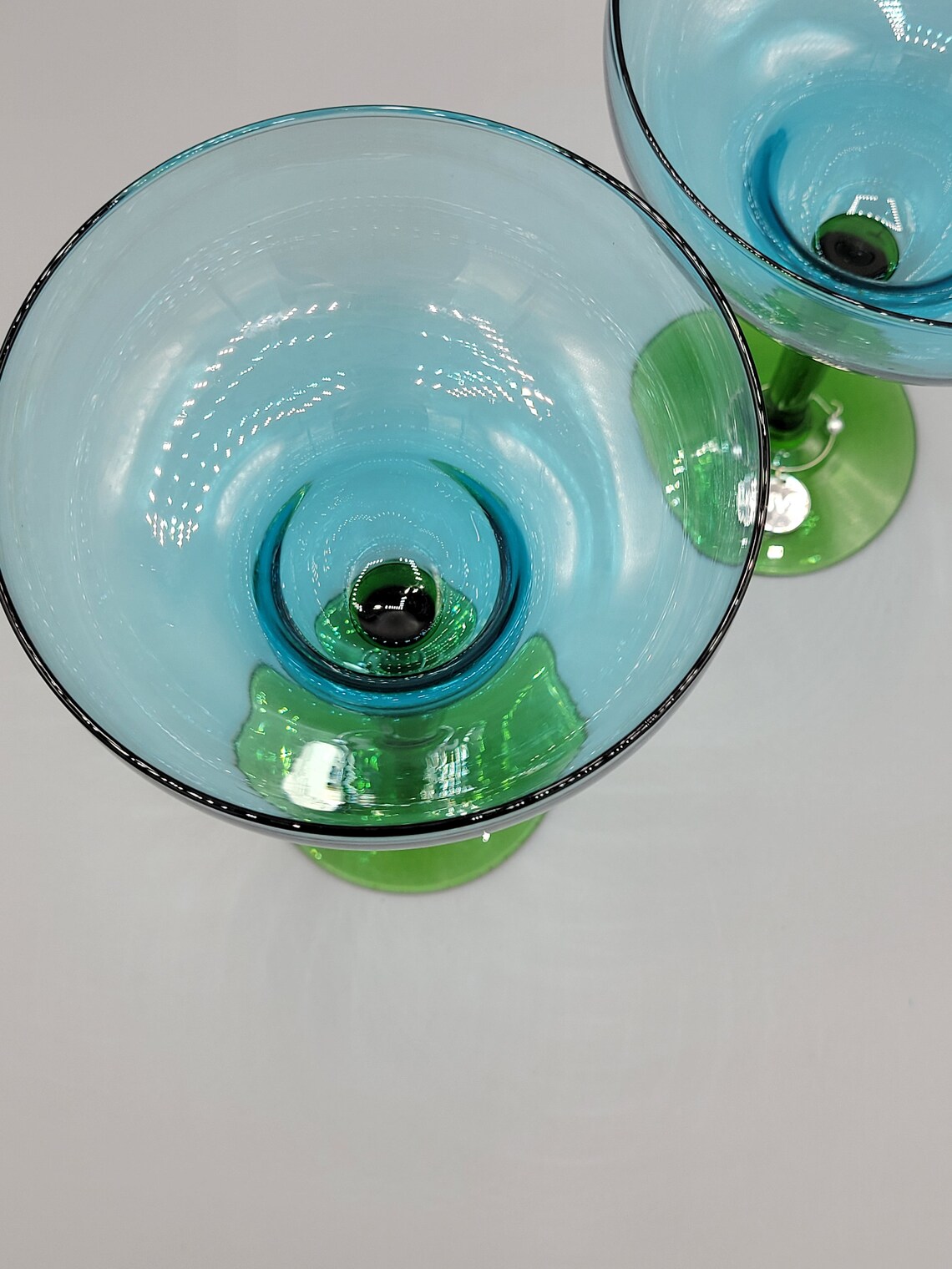 Pair of Lovely Vintage Margarita Glasses ~ Turquoise Bowl With Green ...