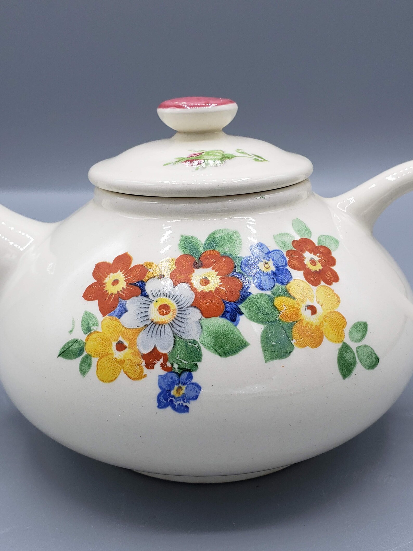 Vintage Edwin M Knowles Semi Vitreous Child's Size Teapot ~ Floral ...