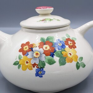 Vintage Edwin M Knowles Semi Vitreous Child's Size Teapot ~ Floral ...