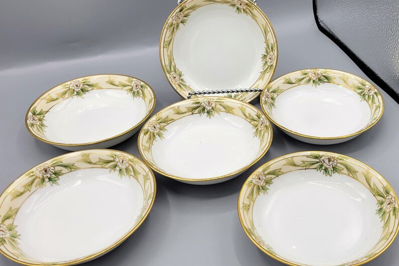 1912 Maruki Symbol Japanese Bowls ~ Hand Painted Set of 6 Nippon Spoke ...