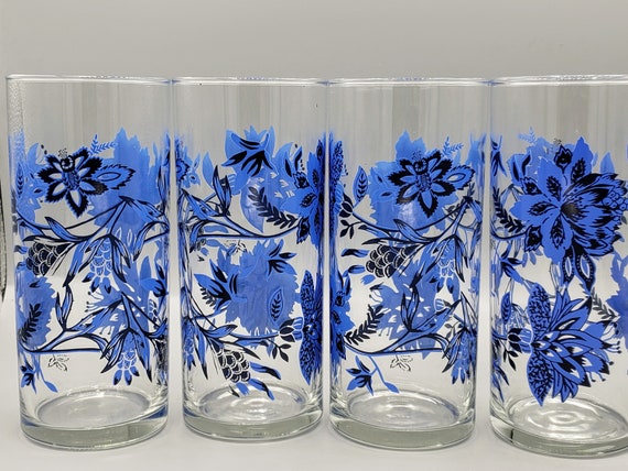 Drinkware Vintage Libbey Blue Tumblers2 Beverages Glasses14 Oz Watericeteajuice Glasses6