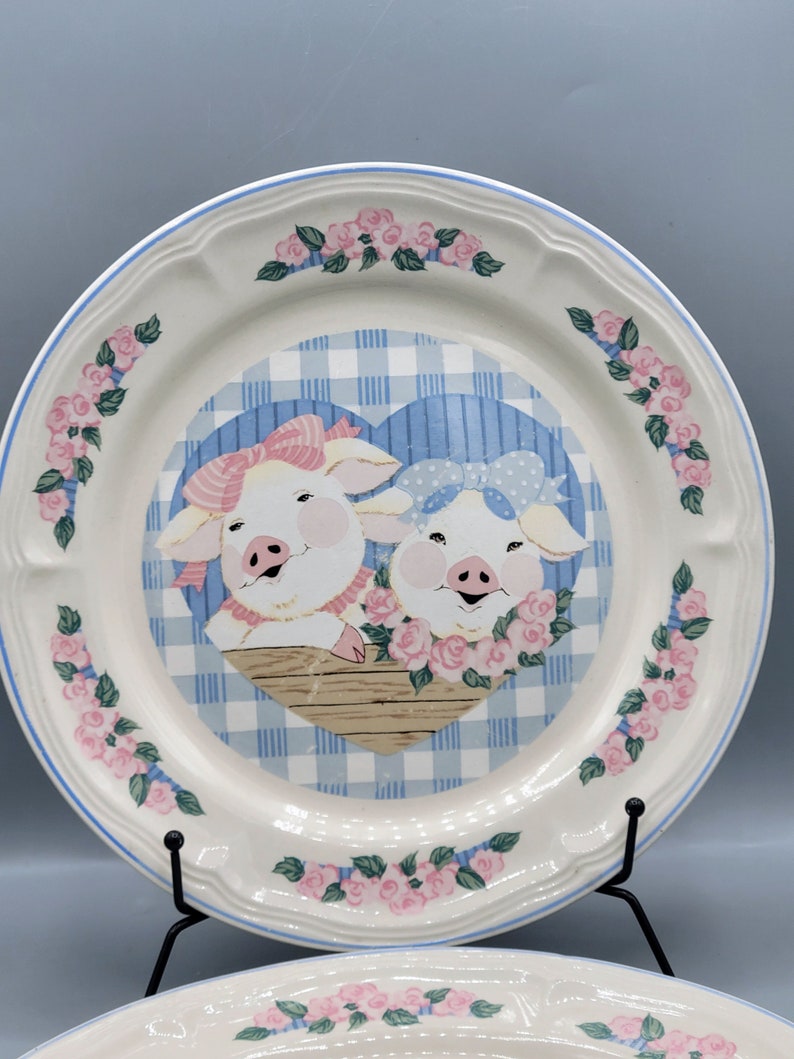 Tienshan Pig Pal Country Farmhouse Kitchen Stoneware Dinnerware Dishes ...