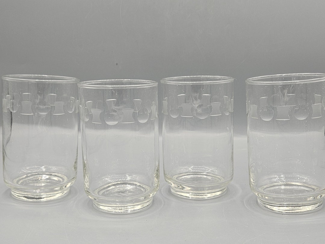 Set of 4 Libbey 11 Oz Mid Mod Optic Geometric Tumblers ~ Lowball ...