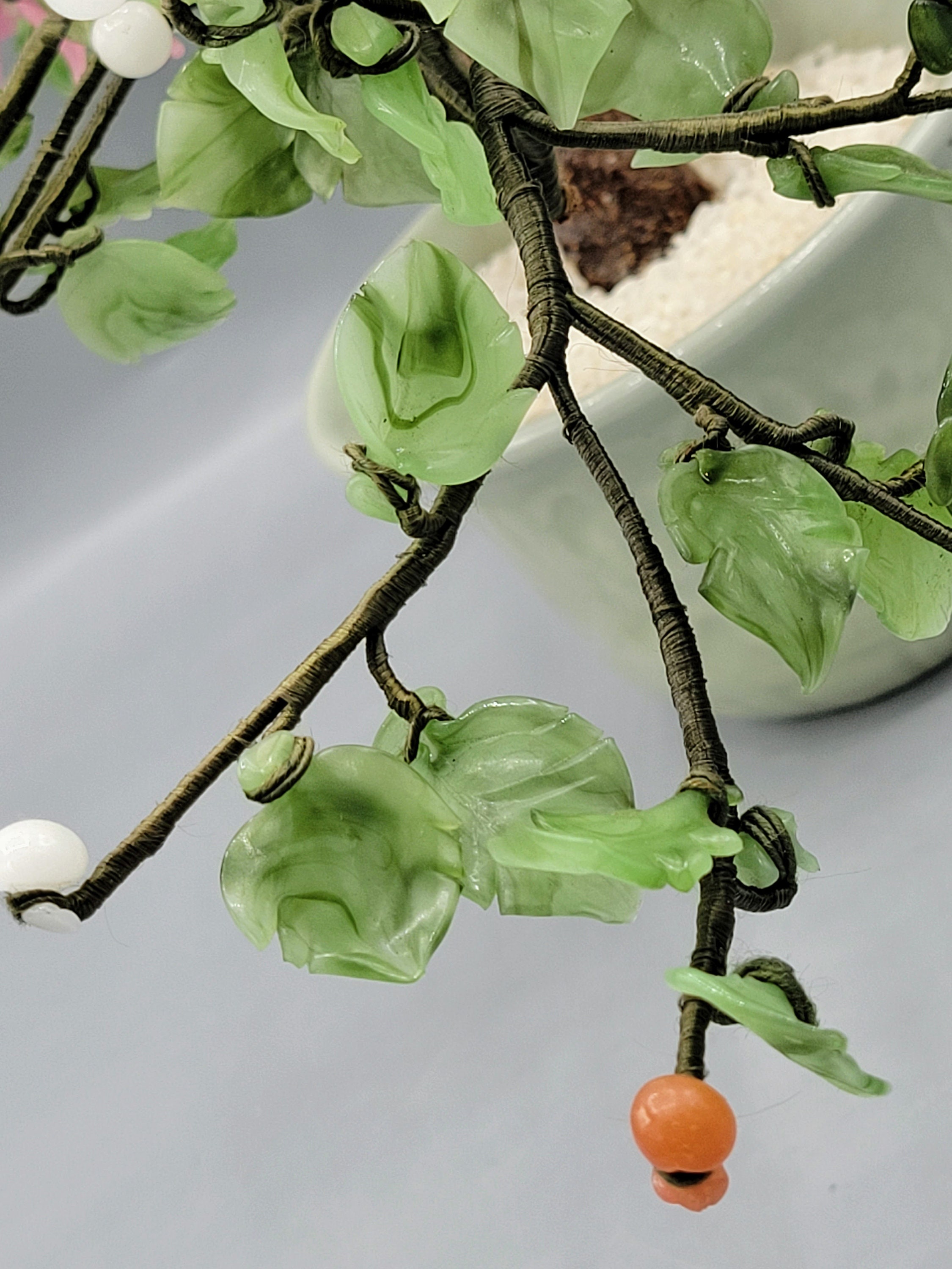 Vintage Jade Agate Glass Bonsai Tree ~ Midcentury Chinese, Asian Art ...