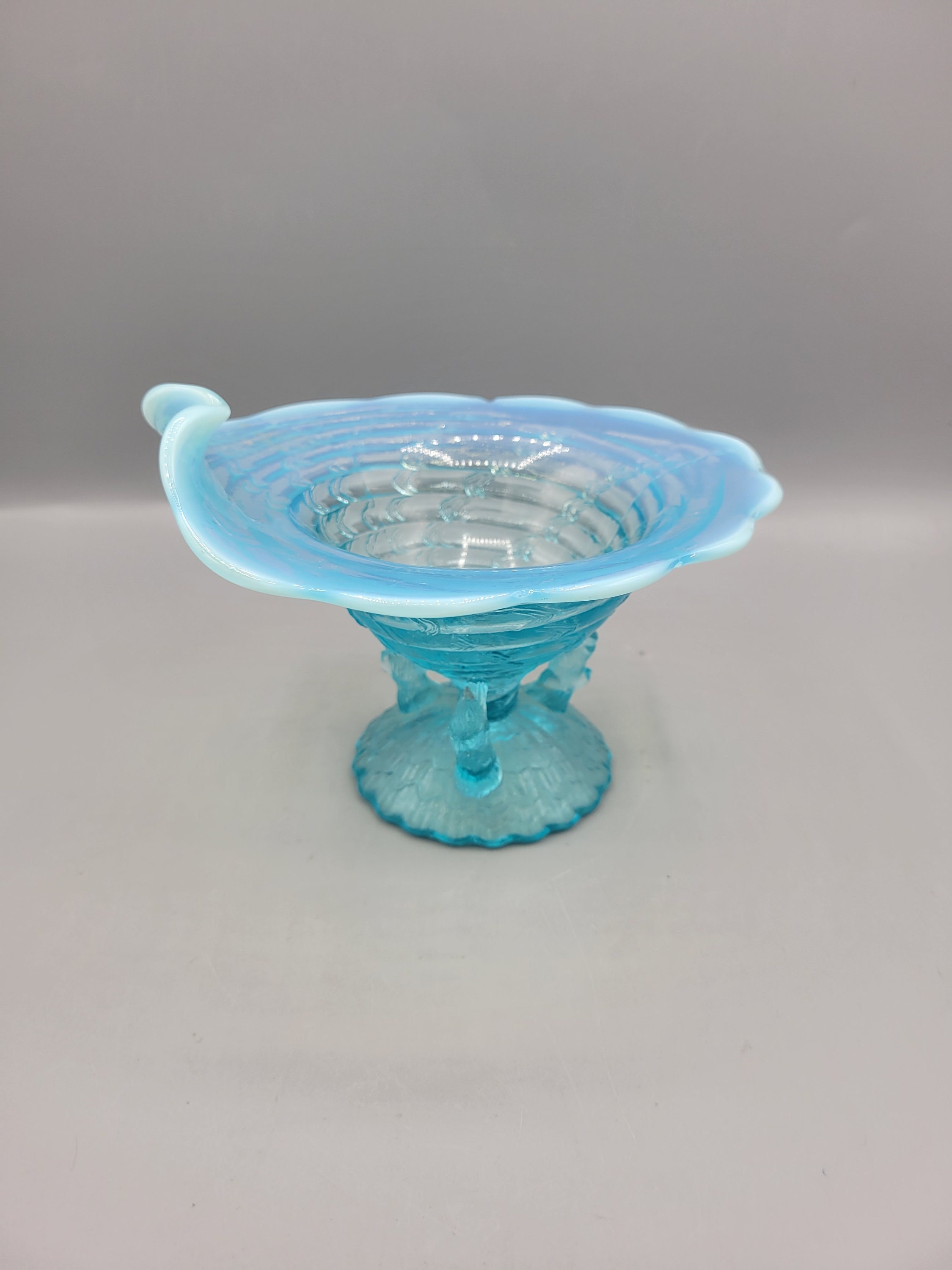 Collectible EAPG Northwood Ocean Shell Opalescent Blue Glass Novelty ...