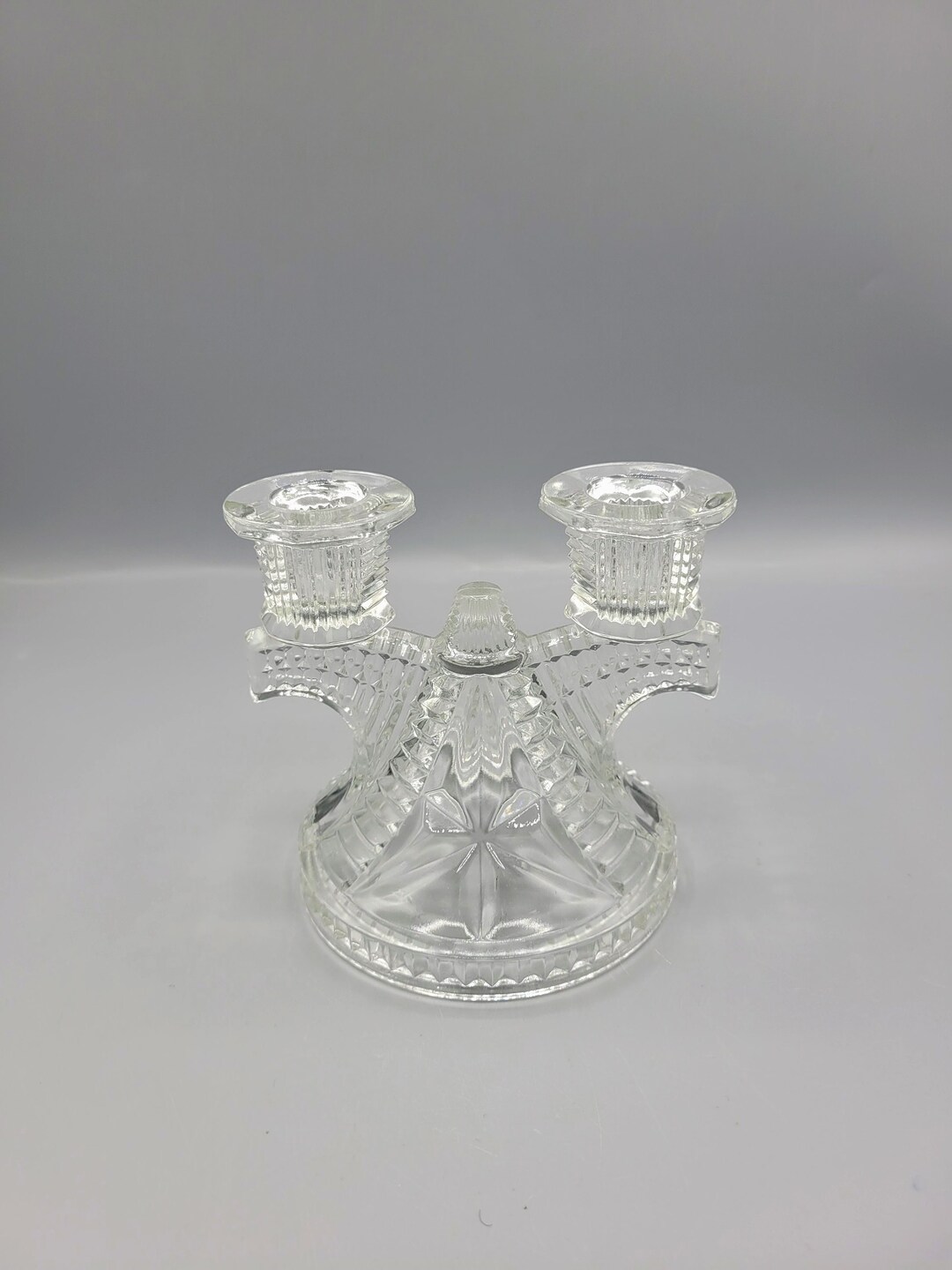 Federal Glass Wigwam Double Candlestick Holder ~ Art Deco Candelabra ...