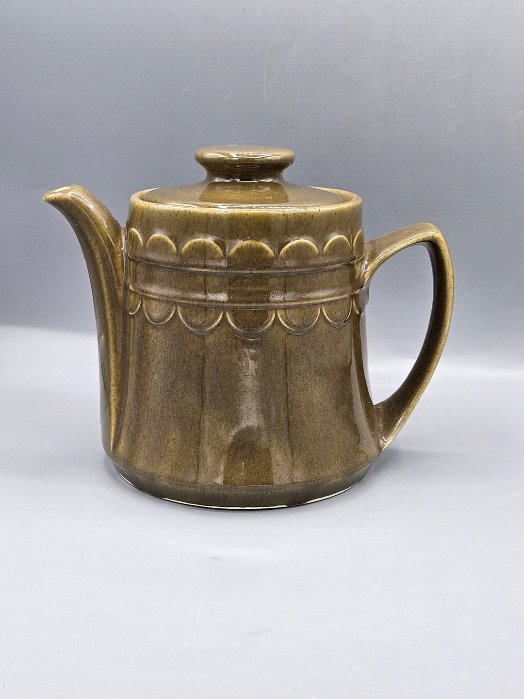 Homer Laughlin Sheffield Granada Green 5 Cup Teapot & Lid ~ Scalloped ...