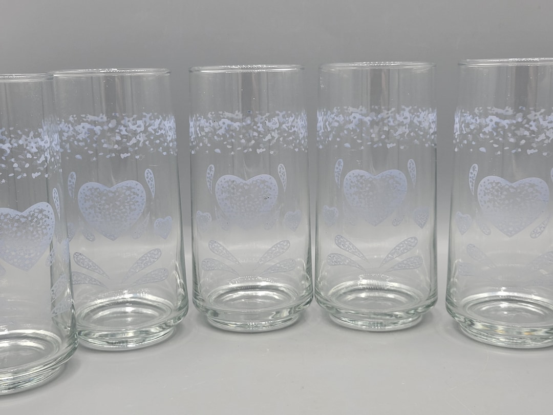 Corelle Matching Glassware Crisa Blue Hearts Set of 14 Oz Tumblers ...