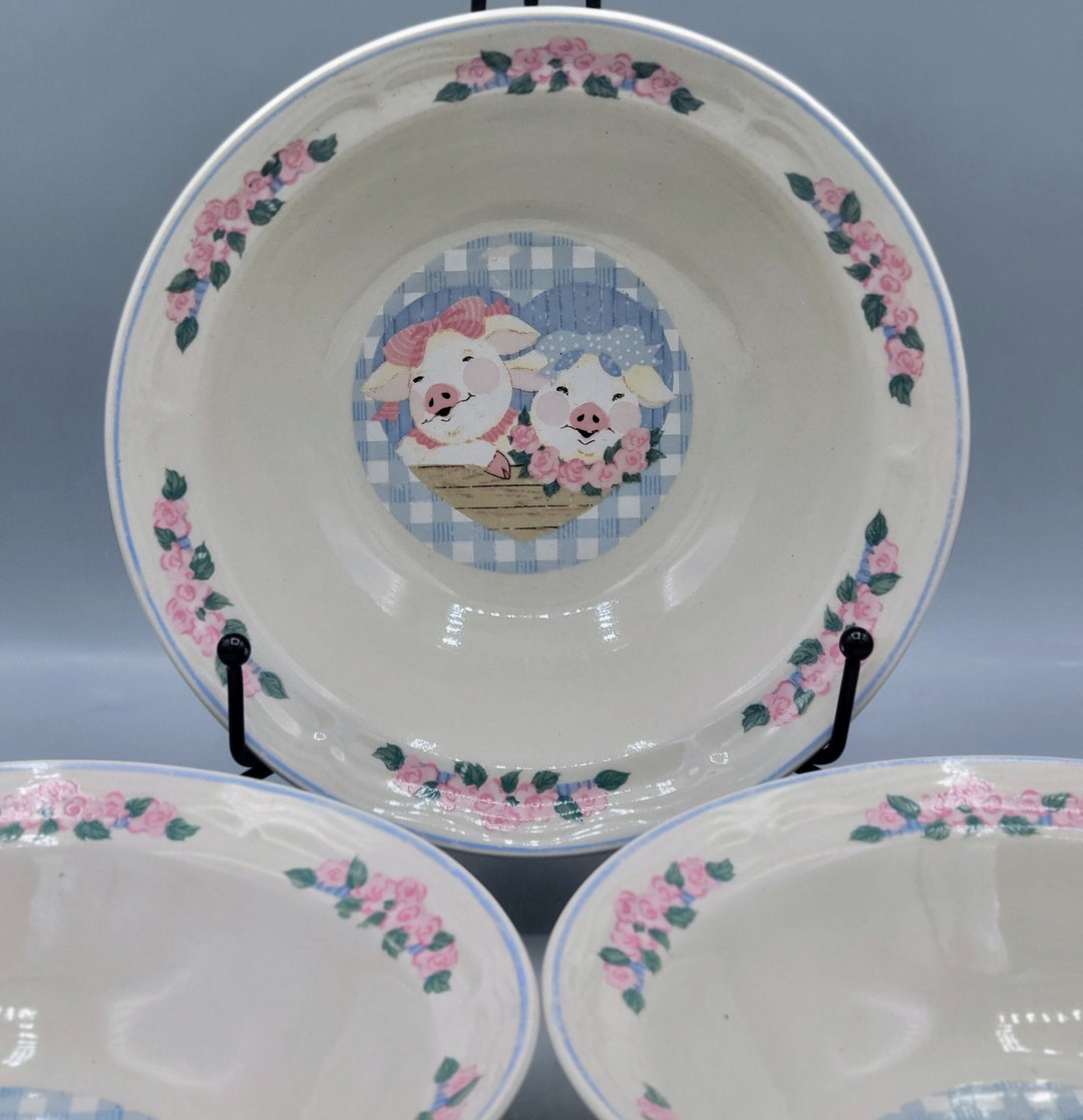 Tienshan Pig Pal Country Farmhouse Kitchen Stoneware Dinnerware Dishes ...