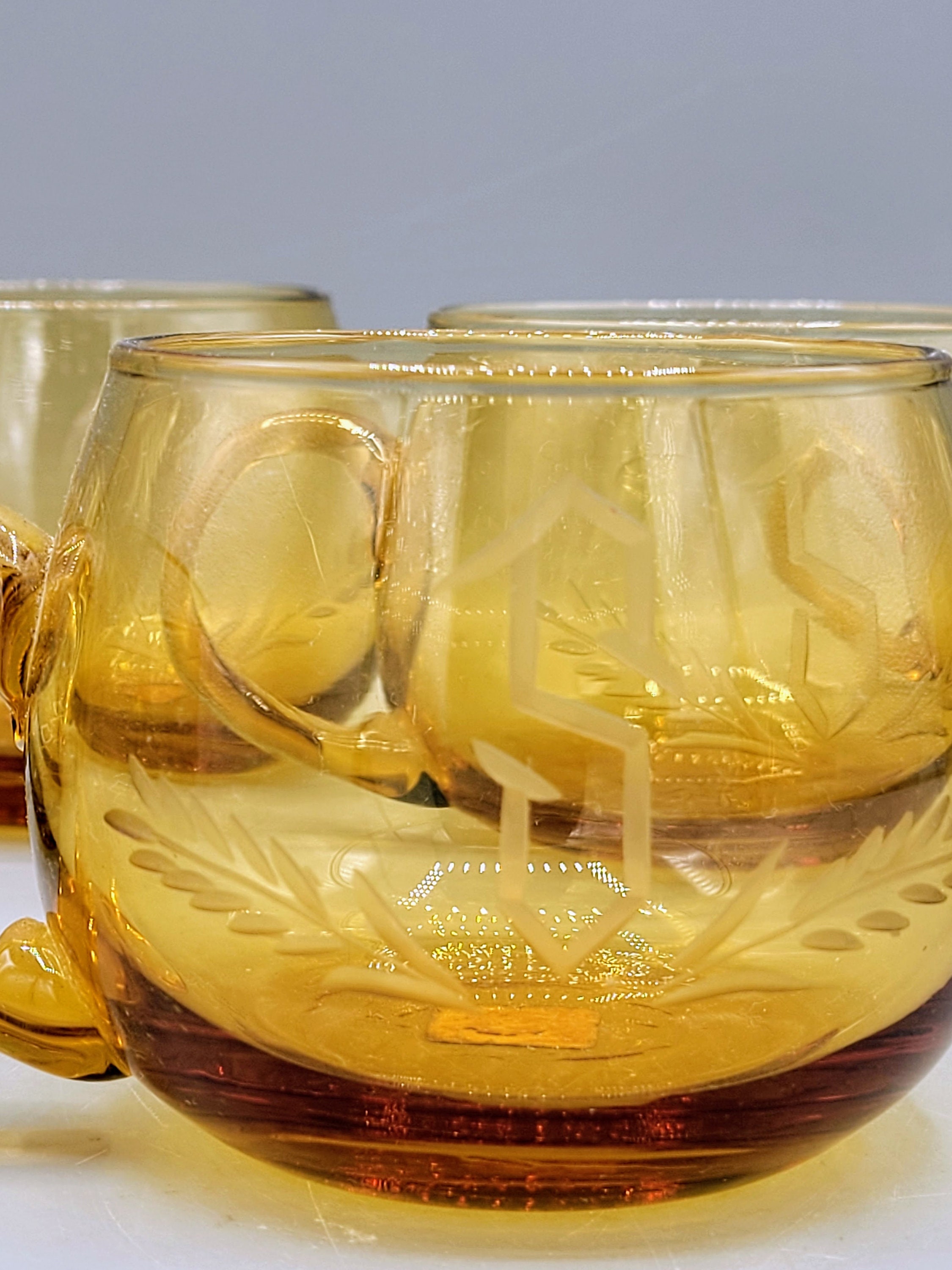 Vintage Amber Glassware Made in Italy Hand Blown Crystal, Wedding Gift ...