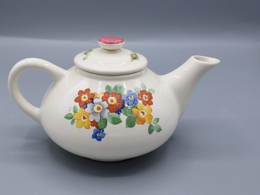 Vintage Edwin M Knowles Semi Vitreous Child's Size Teapot ~ Floral ...