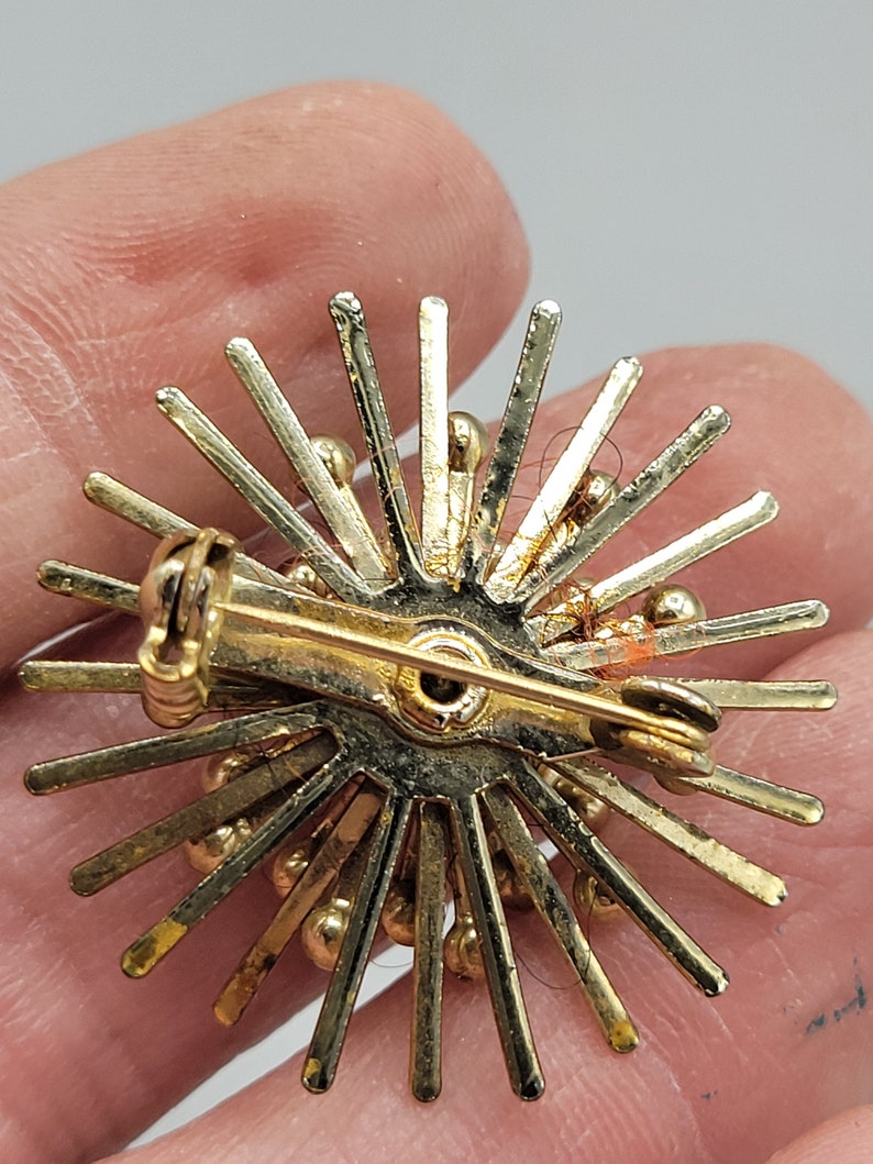 Midcentury Glamour Starburst Pin Costume Jewelry ~ Central Gemstone and ...