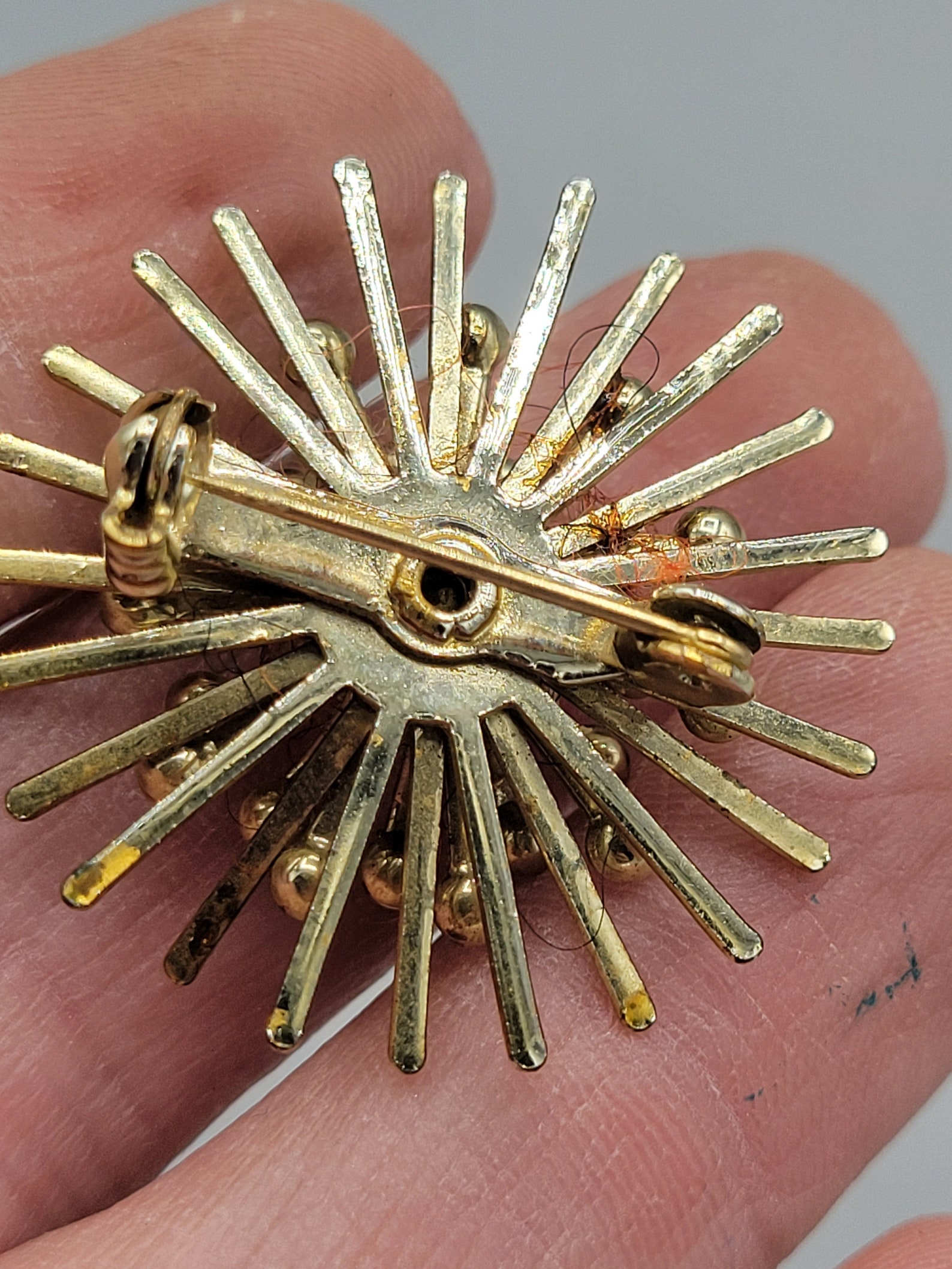 Midcentury Glamour Starburst Pin Costume Jewelry ~ Central Gemstone and ...