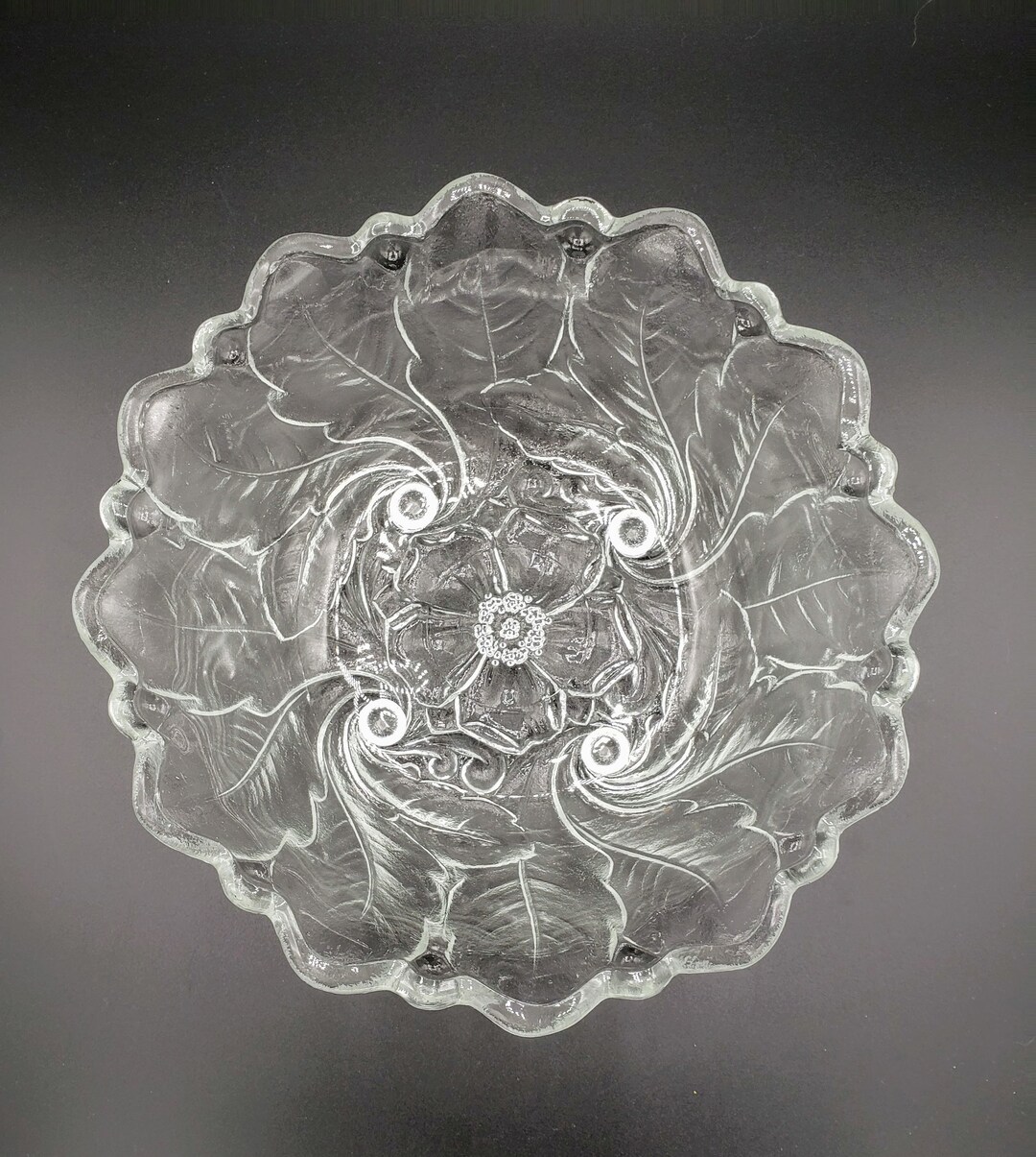 Indiana Glass Clear Wild Rose Bowl ~ Large Embossed 9 3/8" Salad, Pasta ...