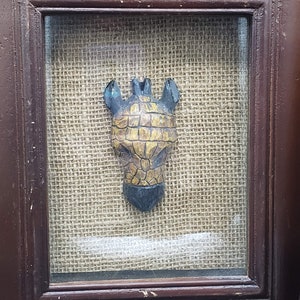 Vintage Safari Shadow Box Art ~ Wooden Giraffe and Zebra ~ Framed ...