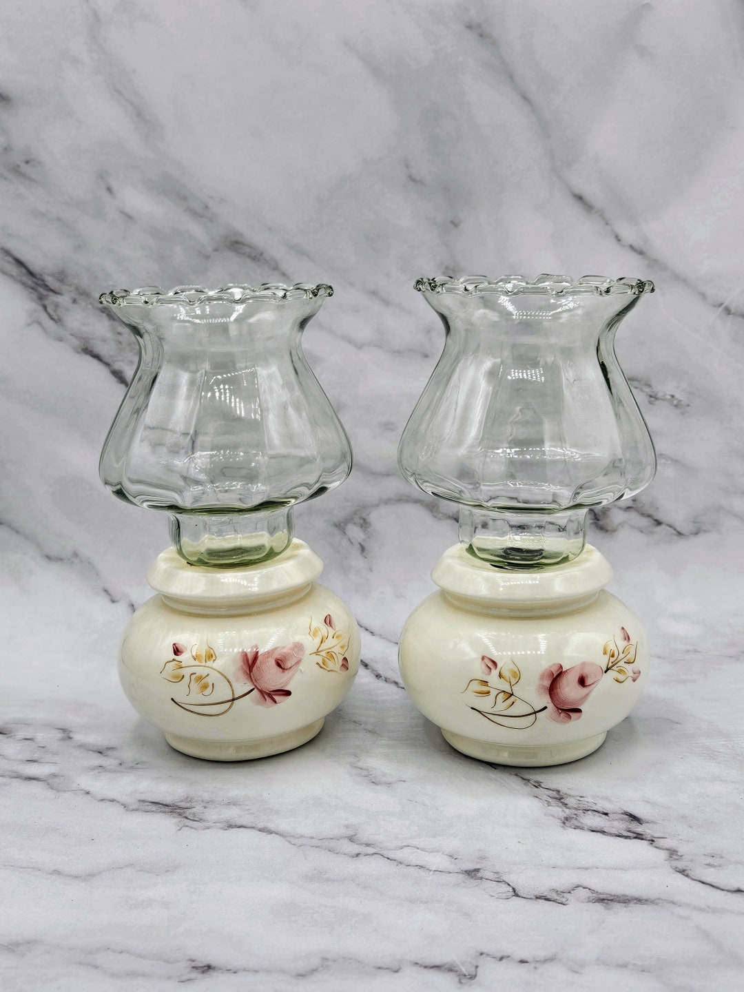 2 Homco, Lasting Products Inc Small Ceramic Hurricane Candle Lamps ...