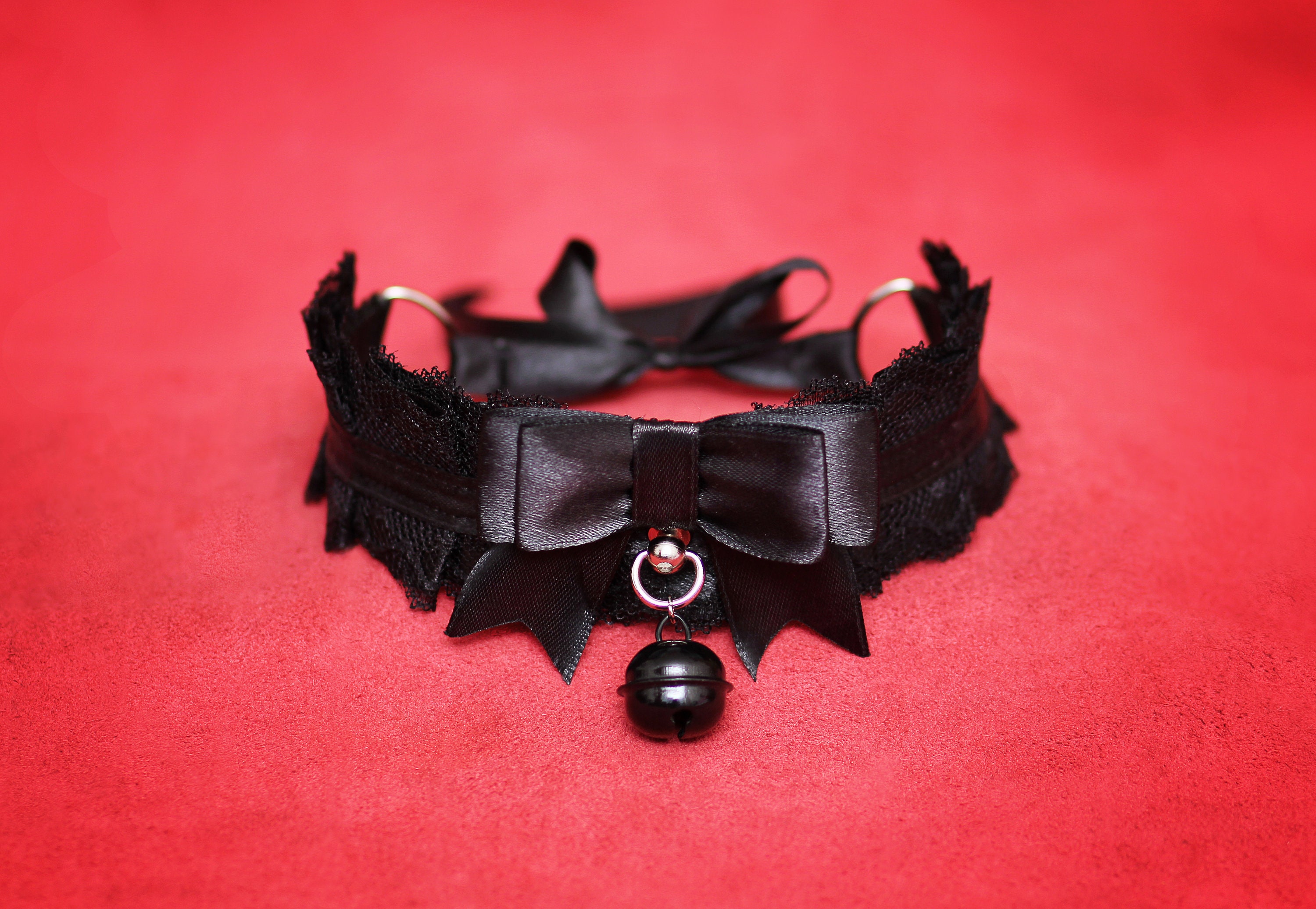 Kitten Choker Bell Ddlg Kitten Play Collar Lace Choker BDSM Collar Bdsm ...