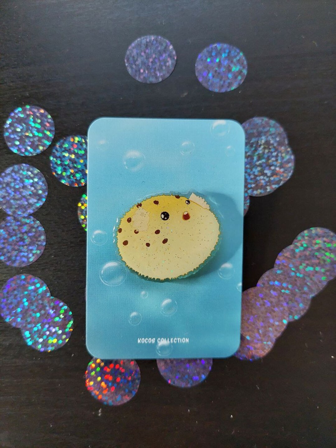 Super Cute Pufferfish Pin With Glitter Epoxy Finish - Etsy