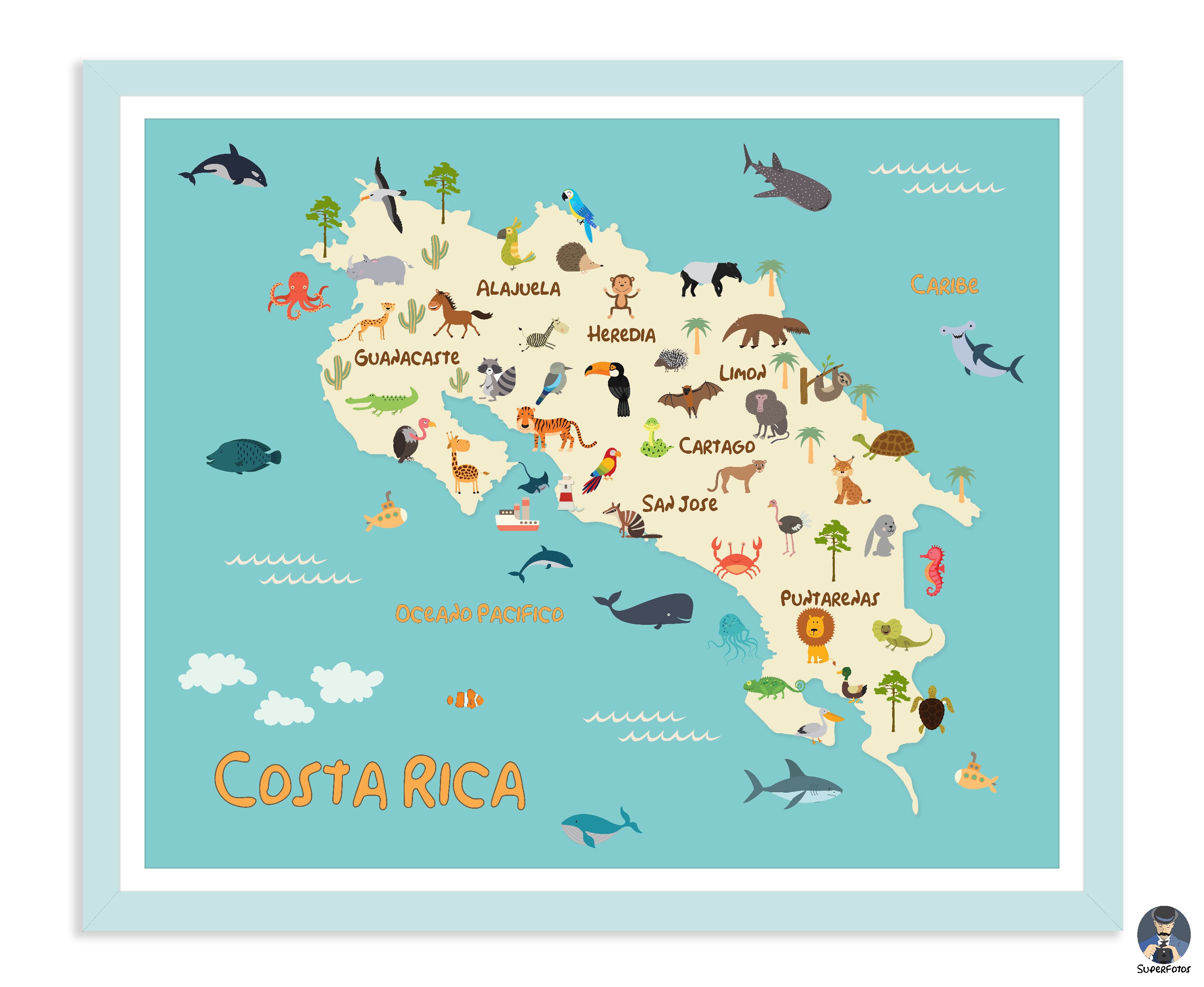 Ilustrated Costa Rica Nursery Map - Etsy