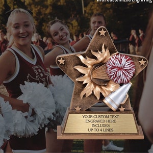 Cheer Trophy With Pom Pom and Spirit Cone - Customized Award Cheerleading – Personalized Youth ...