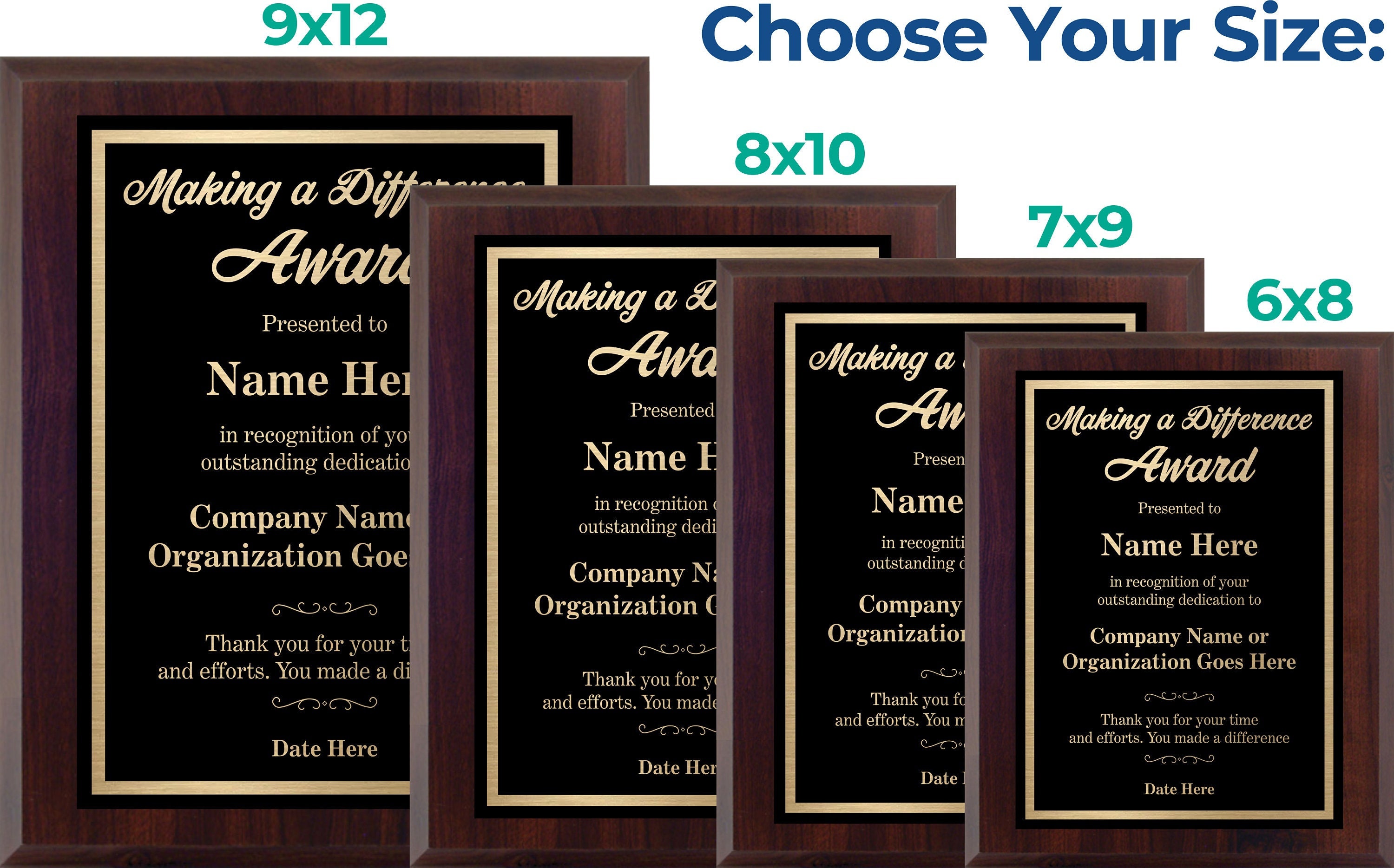 Custom Engraved Plaque Award – Black and Gold Metal, Personalized Gift ...