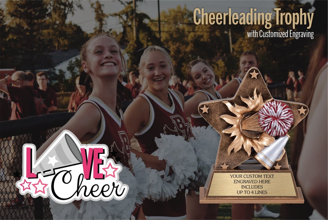 Cheer Trophy With Pom Pom and Spirit Cone - Customized Award Cheerleading – Personalized Youth ...