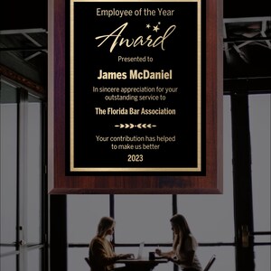 Employee of the Year Plaques - Personalized Award With Engraving - Etsy