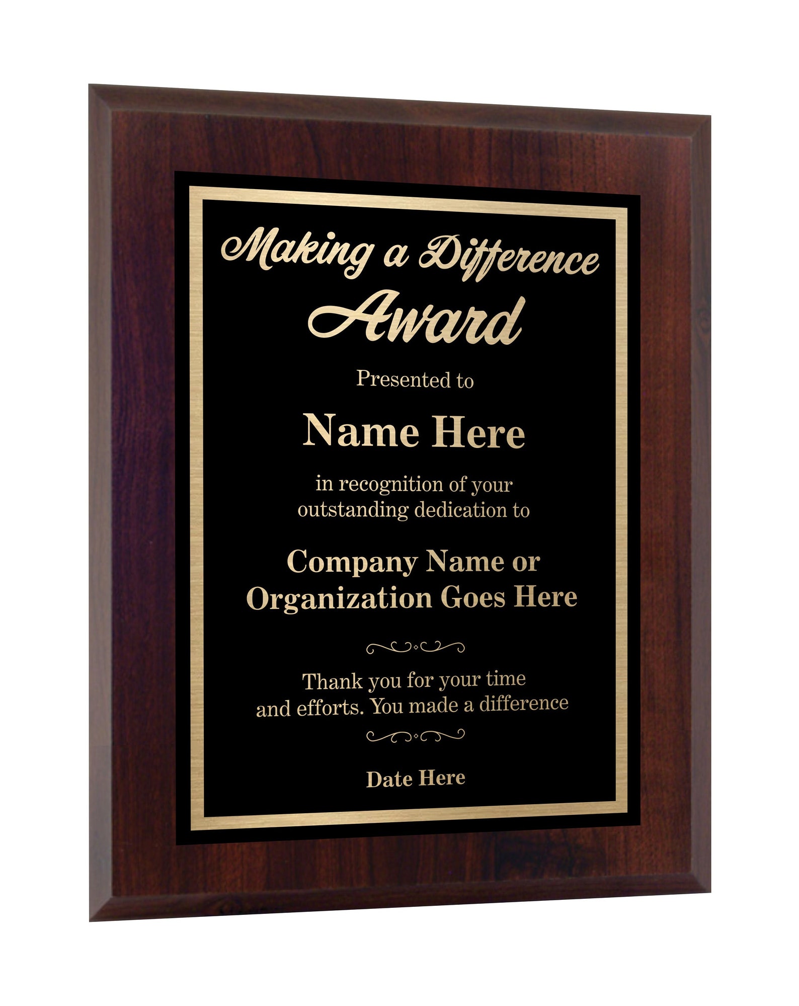 Custom Engraved Plaque Award – Black and Gold Metal, Personalized Gift ...