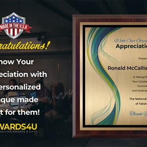 Employee Appreciation Plaque Personalized Gift - Recognition Award - Etsy