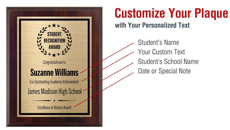 Student Recognition Award - Customized Academic Plaque for Students - Etsy