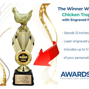 Chicken Trophy for Winner Winner Chicken Dinner 12 Tall With Engraved ...