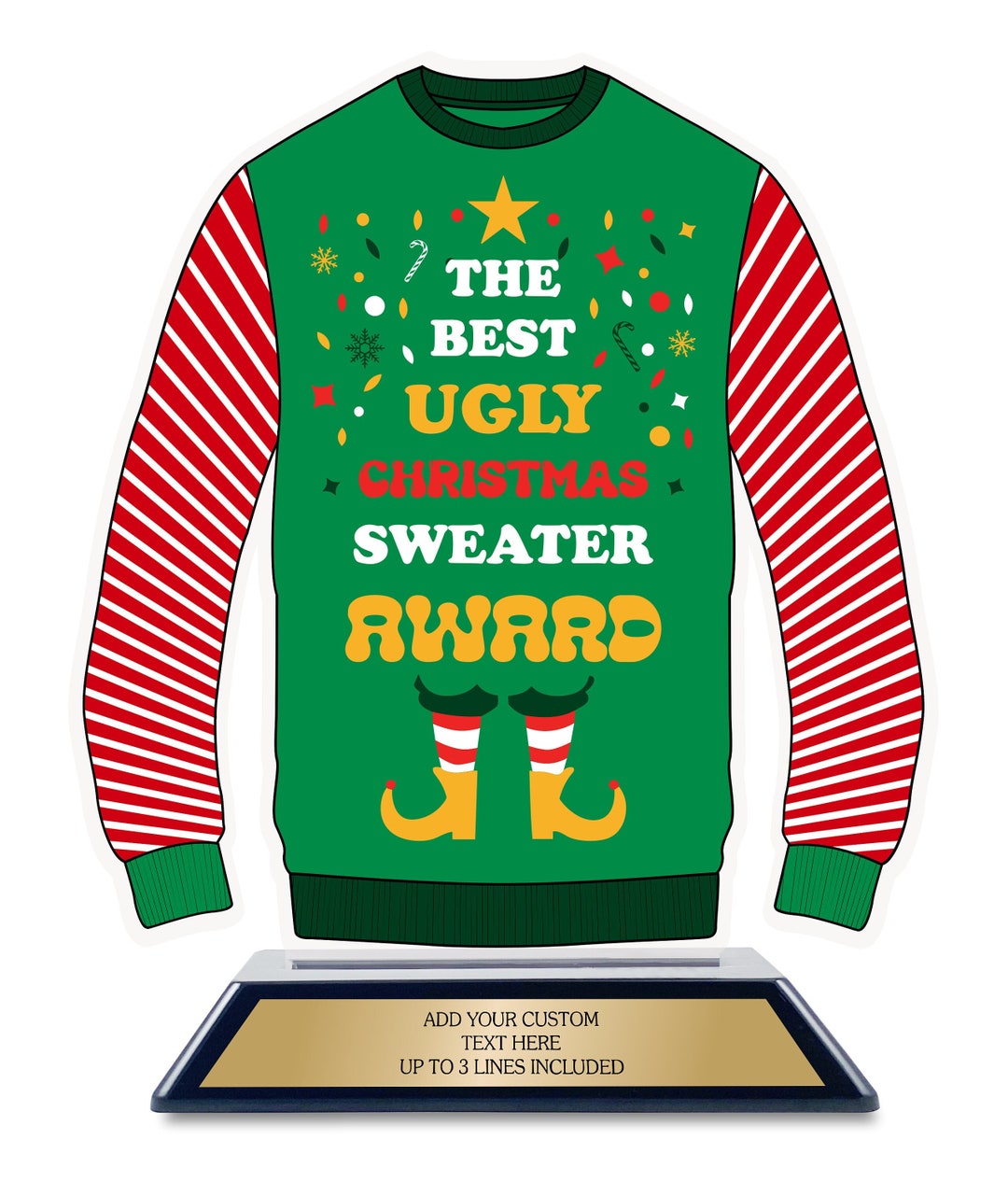 Ugly Sweater Trophy 2023 Engraved Christmas Award 7.25 Ugliest Sweater ...