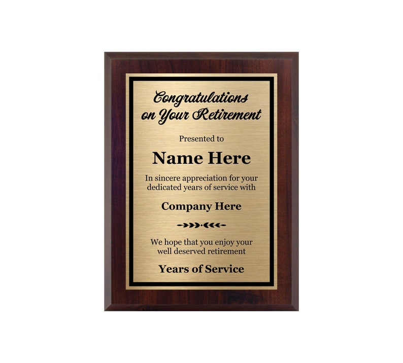 Retirement Plaque Award - Choose Your Size! - Etsy