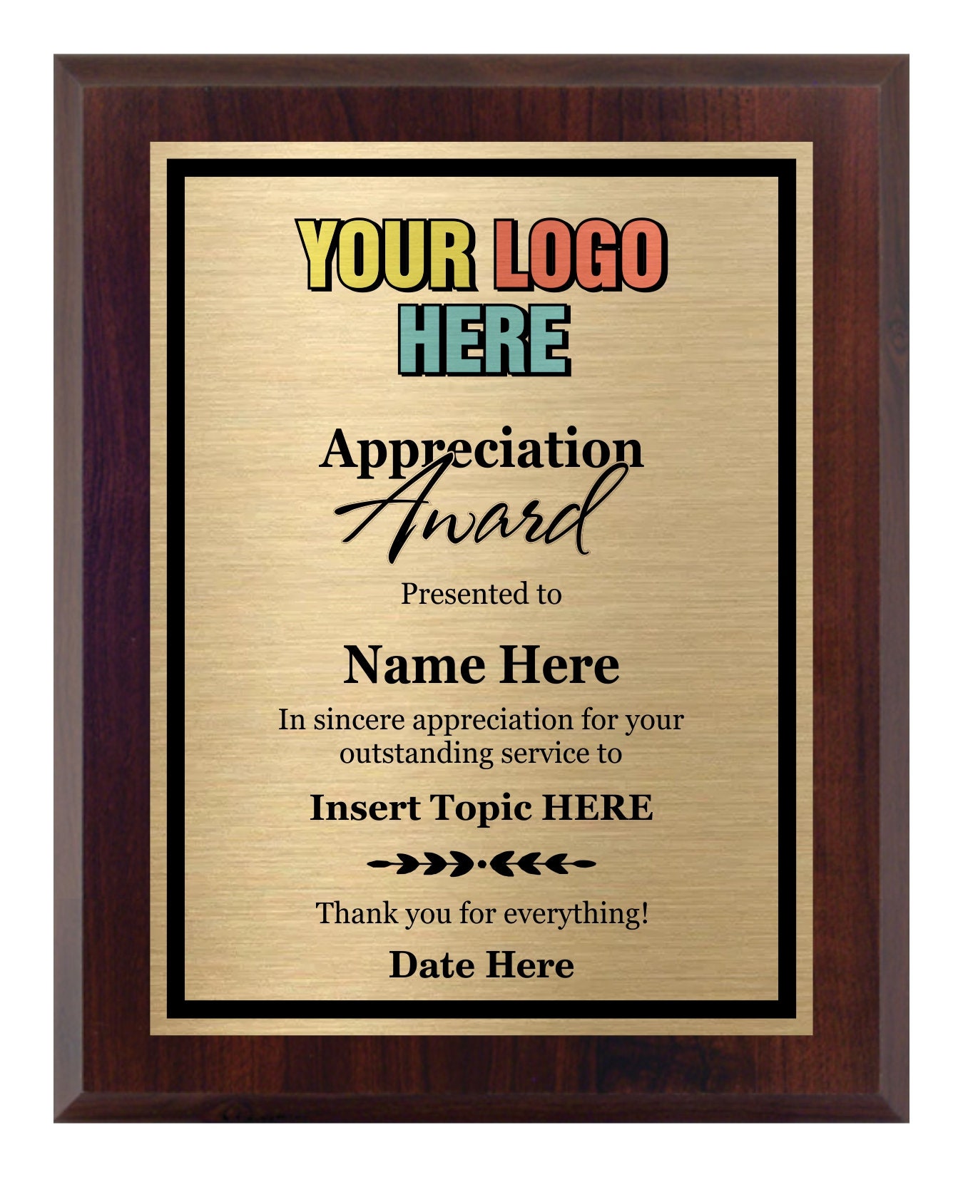 Personalized Logo Award Plaque – Retirement, Recognition, Appreciation ...